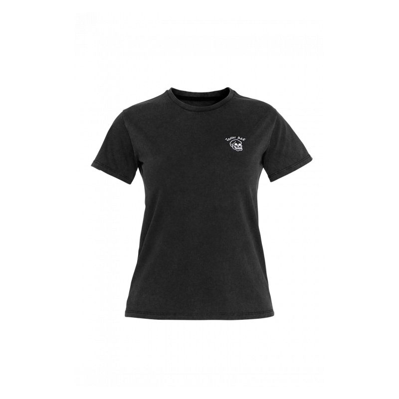 T-Shirt Moto Femme Live Fast Skull Fade Out Brodé - John Doe Noir XS